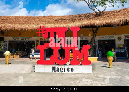 Tulum entrance sign Stock Photo - Alamy