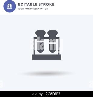 Test tubes line and solid icon. Laboratory equipment flask with fluid ...