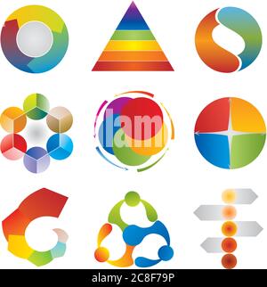 Diagram vector icons, set of colorful flat design buttons for webdesign ...