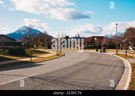 A residential street in Albert Town, a booming development near Wanaka ...