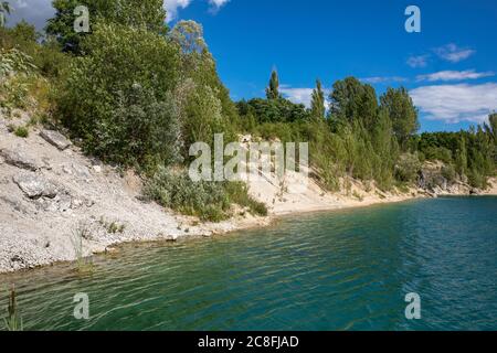 Excavation lake by a limestone quarry, Piechcin, Poland Stock Photo - Alamy