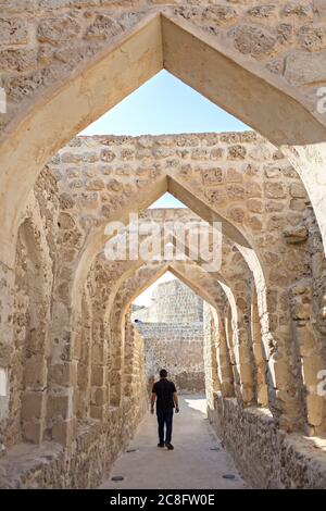 Stone Wall of the Ancient Bahrain Fort, UNESCO World Heritage Site in ...