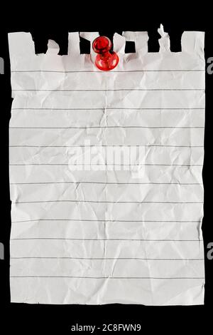 Blank notebook paper sheet pinned on cork board. Template Mock up Stock ...