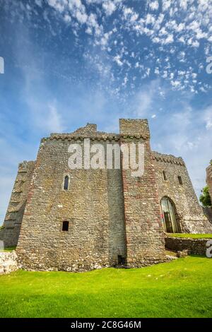The entrance to Weobley Castle on the Gower Peninsula in South Wales ...