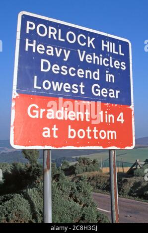 uk road sign steep hill gradient down slope downhill 10 percent ten ...