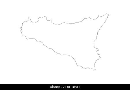 Sicily map outline vector illustraton Stock Vector Image & Art - Alamy
