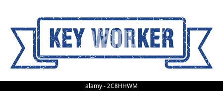 key worker ribbon sign. key worker vintage retro band Stock Vector ...