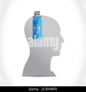 Head and usb illustration design over a white background Stock Vector ...