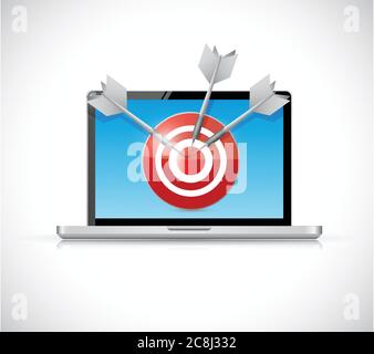 laptop computer and target over white background, vector illustration ...