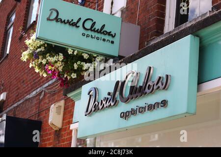 Signs above the David Clulow opticians outlet in Marlow, UK Stock Photo ...