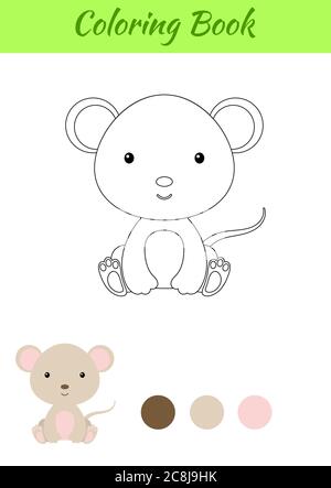 Coloring book little baby mouse. Coloring page for kids. Educational ...