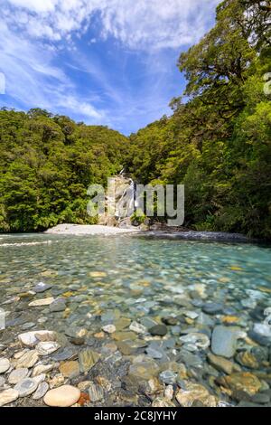 Fantail Falls, Mt Aspiring National Park, New Zealand Stock Photo - Alamy