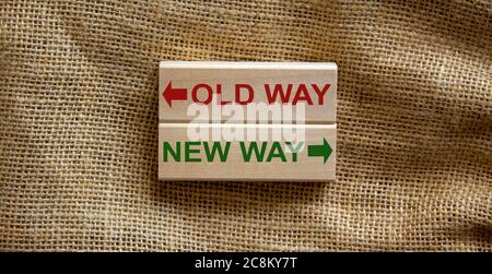 old way vs new way, improvement and change management business concept ...