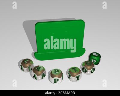 3D representation of modem with icon on the wall and text arranged by ...