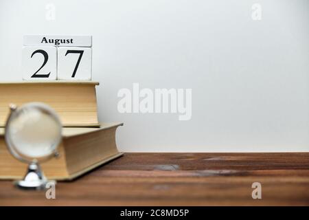 27th august - twenty seventh day month calendar concept on wooden ...