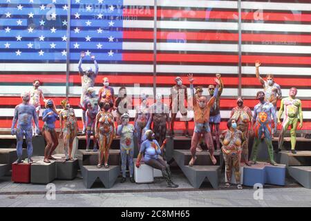 Nude Body Painting in Times Square, New York City Stock Photo - Alamy