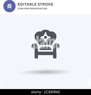 Throne icon vector, filled flat sign, solid pictogram isolated on white ...