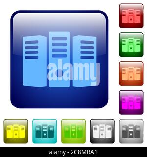 Servers color glass rounded square button set Stock Vector Image & Art ...