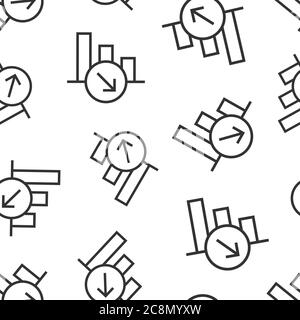 Seamless pattern with magnifier decrease zoom icon on white background. Vector illustration for ...