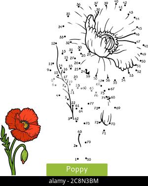 Vector spring color by number activity with girl planting flower ...