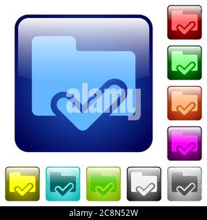 Set of folder ok glossy color menu buttons with engraved icons Stock ...