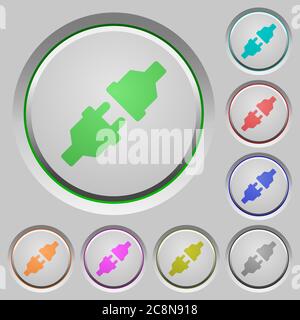 Set of power switch sunk push buttons. Well-organized layer, color swatch and graphic style ...