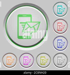 Set of email sunk push buttons. Well-organized layer, color swatch and graphic style structure ...