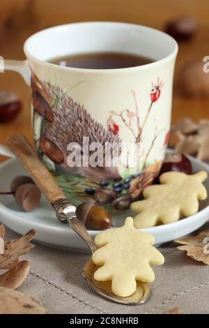 oak leaf shaped biscuits autumn bakery Stock Photo - Alamy