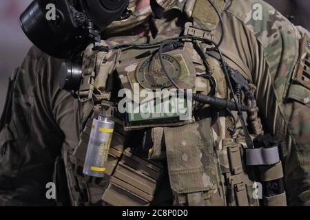 Portland, USA. 26th July, 2020. A Special Operations Group patch is ...