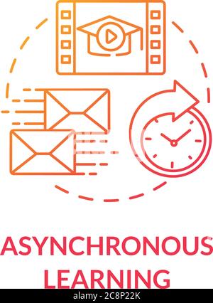 Asynchronous learning concept icon. Location independent studies. Distance and correspondence ...