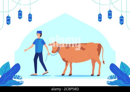 Hajj islamic greeting post with arabic calligraphy and kaaba vector ...