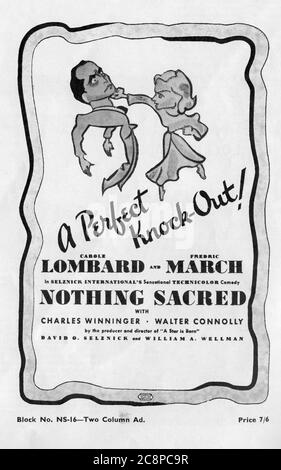 CAROLE LOMBARD and FREDRIC MARCH in NOTHING SACRED 1937 director ...