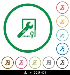 Set of award color round outlined flat icons on white background Stock ...