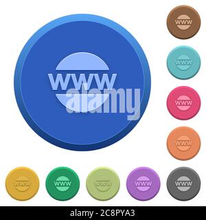 Set of round color embossed domain registration buttons Stock Vector ...