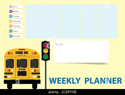 Vector transportation weekly planner with week days, to do list, goals ...