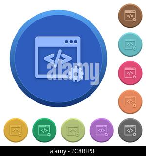 Set of round color embossed programming code buttons Stock Vector Image & Art - Alamy