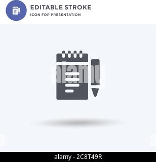 Spiral notepad with drawing solid flat white icons in square ...