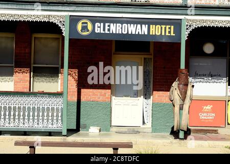 Glenrowan, Victoria. The entrance to the Ned Kelly Museum and replica ...