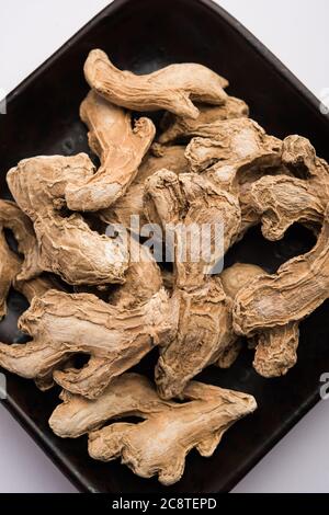 Indian spice , Ginger Adrak Zingiber officinale on white background ...