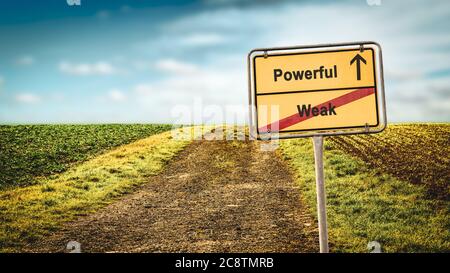 Street Sign the Direction Way to Powerful versus Weak Stock Photo - Alamy