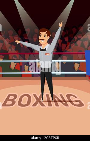 boxing match - an hand drawn illustration in vintage style (line art ...