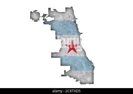 Map and flag of Chicago on weathered concrete Stock Photo - Alamy