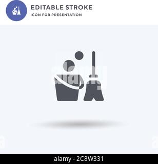 Mop icon vector, filled flat sign, solid pictogram isolated on white ...