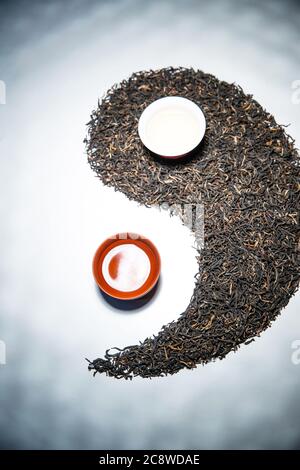 Taiji pattern composed of tea and tea cups Stock Photo - Alamy