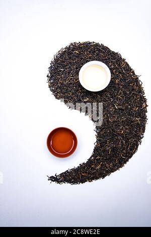 Taiji pattern composed of tea and tea cups Stock Photo - Alamy