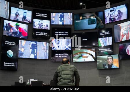 South Korea: Samsung sign at flagship store in Hongdae, Seoul.Photo ...