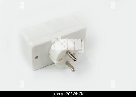 220V electric splitter on a white background Stock Photo - Alamy