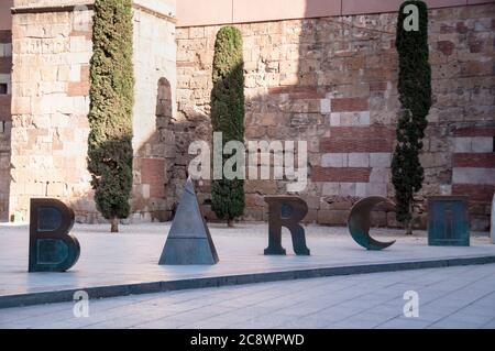 Bronze letters in Placa Nova, Barcelona, Spelling Barcino - the old ...