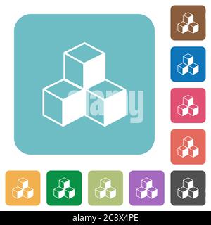 Set of squares with rounded corners. Cubes front view. Simple geometric ...