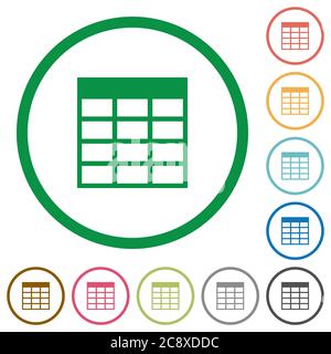 Set of Spreadsheet color round outlined flat icons on white background Stock Vector Image & Art ...